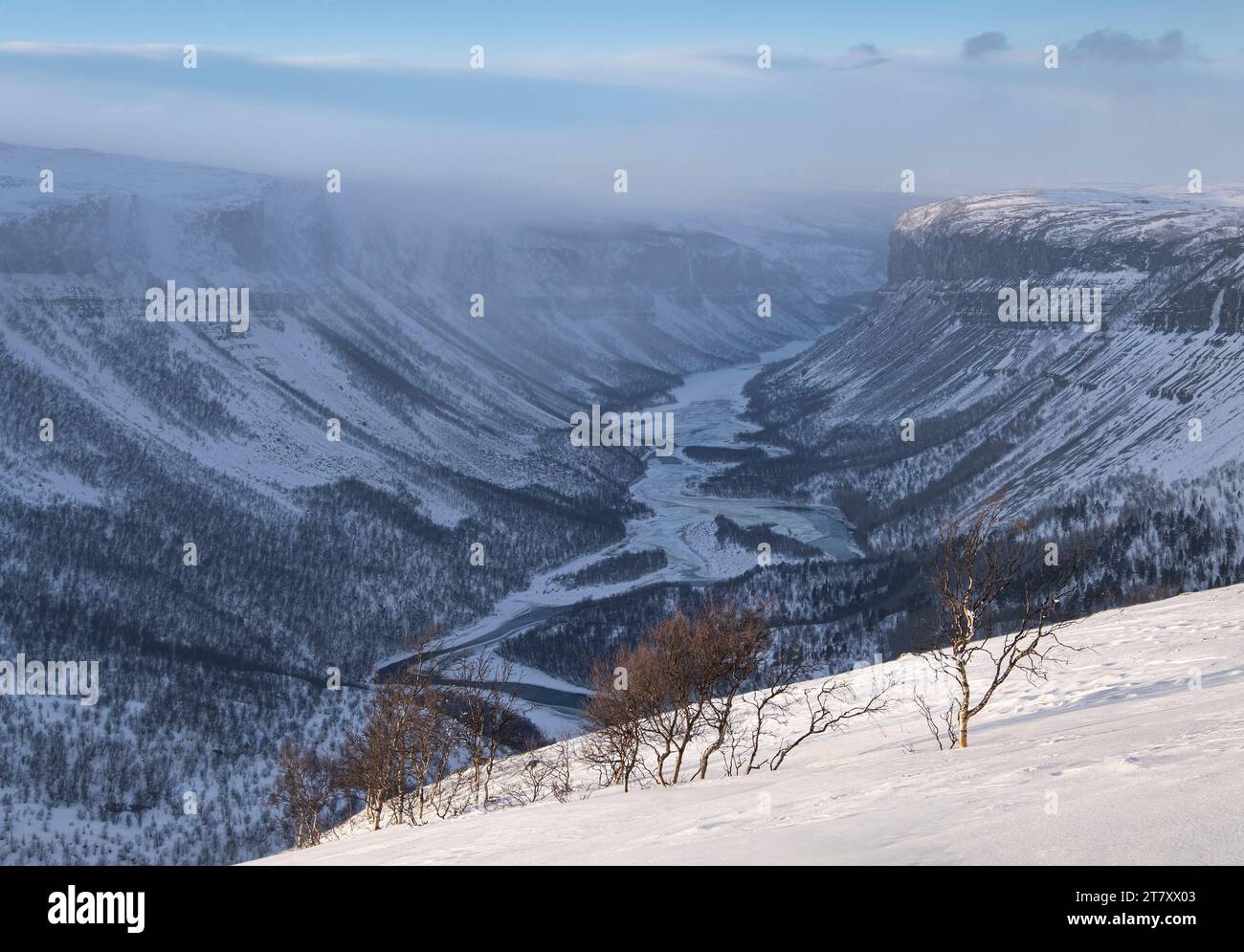 Alta Canyon and the Alta River from the Finnmark Plateau in winter ...