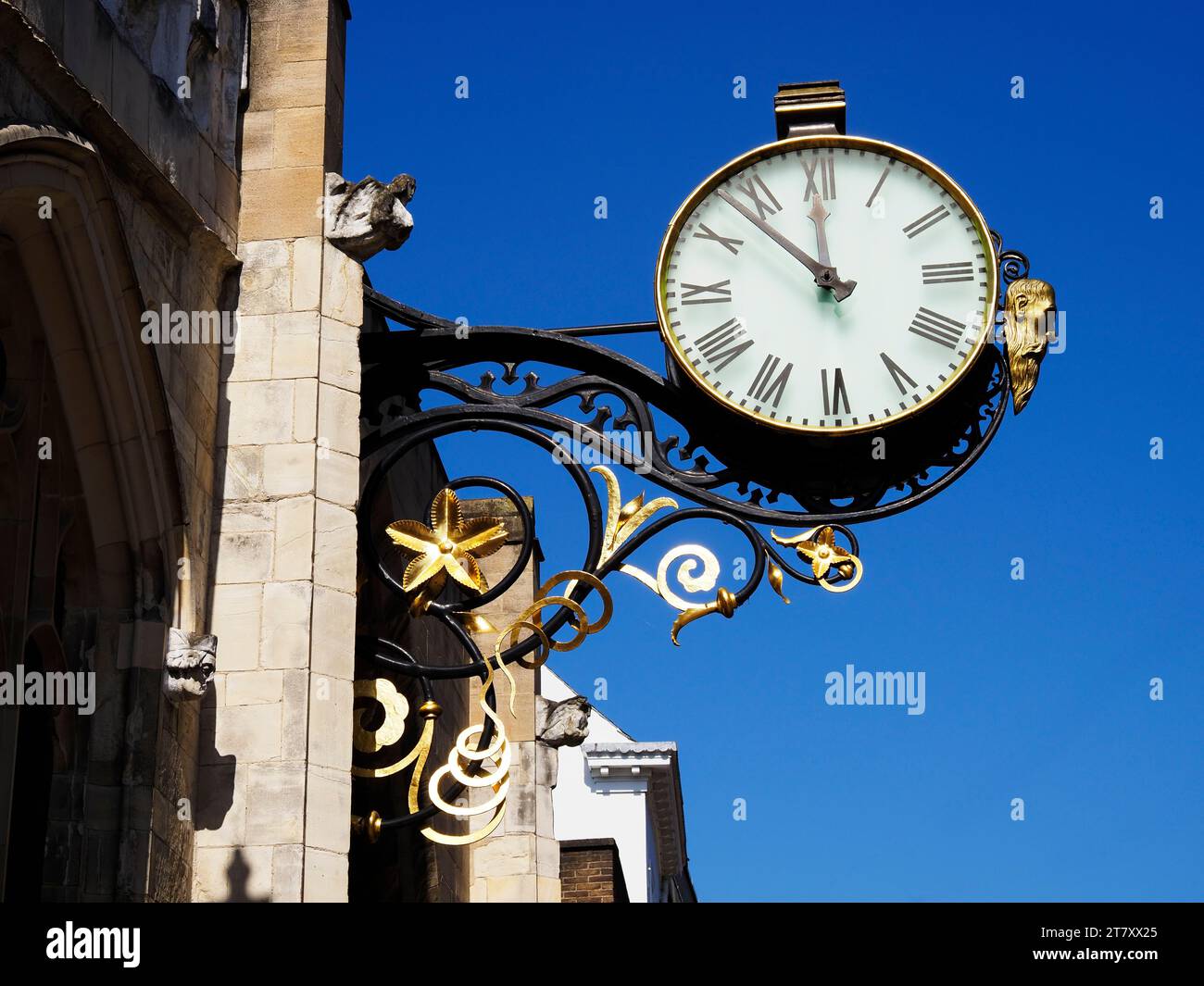 Clock at St. Martin le Grand Church on Coney Street, York, Yorkshire ...