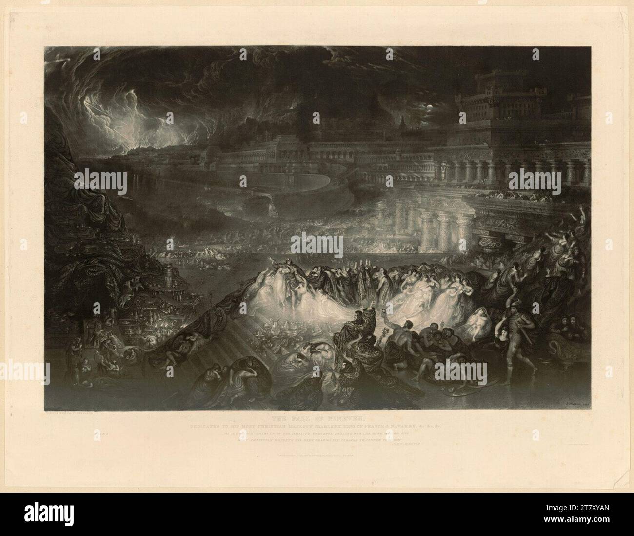 John Martin The Fall of Nineveh. Etching, mezzotinto 1829-1830 , 1829/ ...