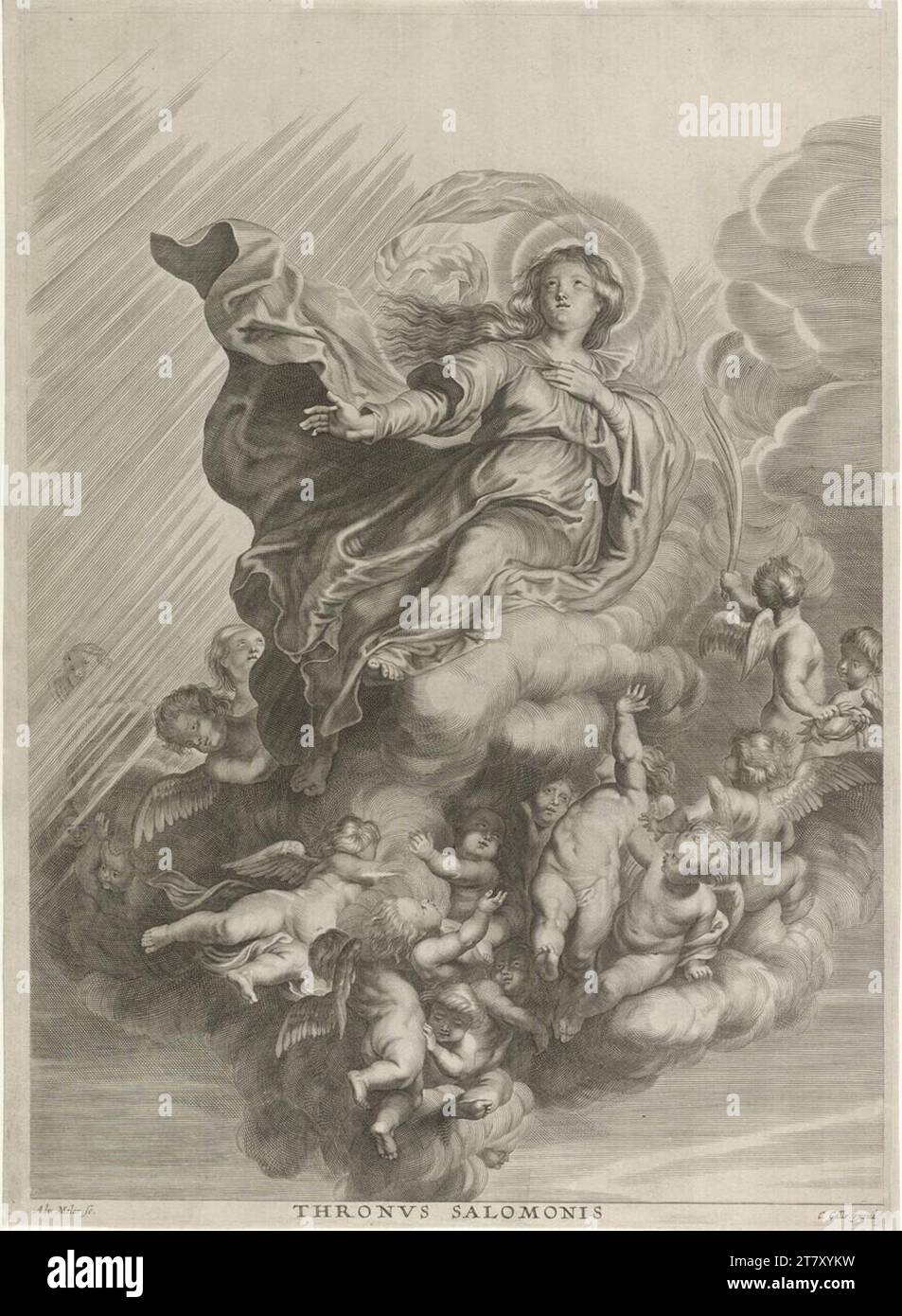 Adrian van Melar Himmelfahrt Mary. Copper engraving print Stock Photo ...