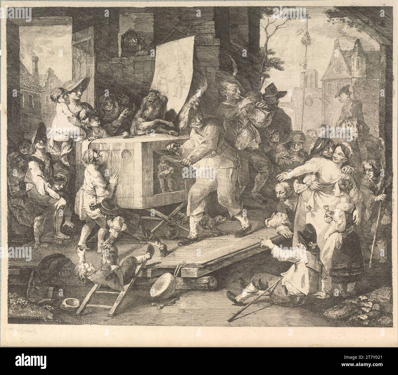 Franz Anton Maulbertsch The peep box man. etching Stock Photo - Alamy