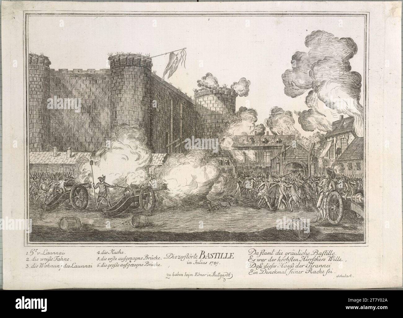 Karl Ebner The destroyed Bastille. etching (after) 1789 , 1789 Stock Photo - Alamy