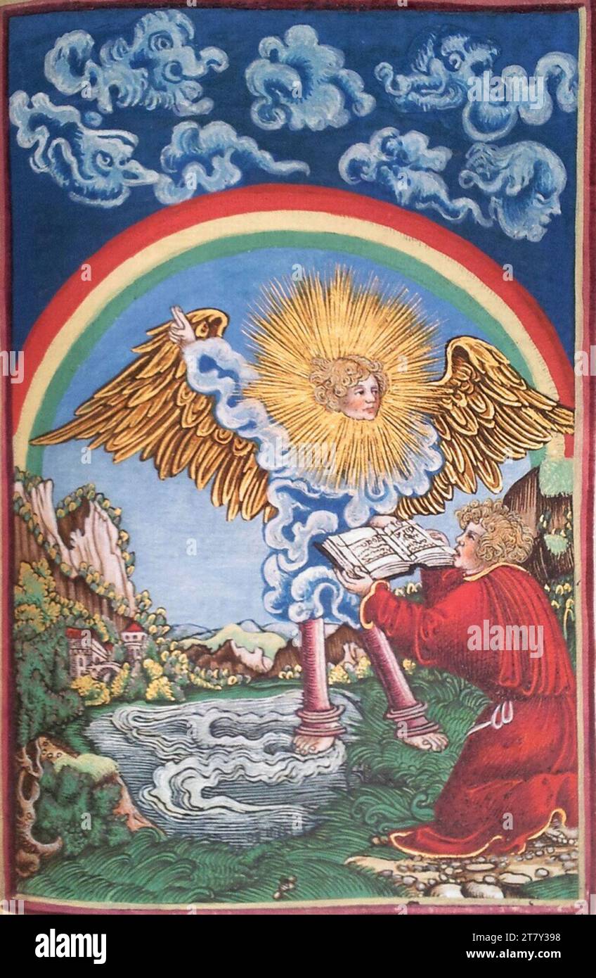 Georg Lemberger New Testament (Luther-Bible): Johannes welcomes a book ...