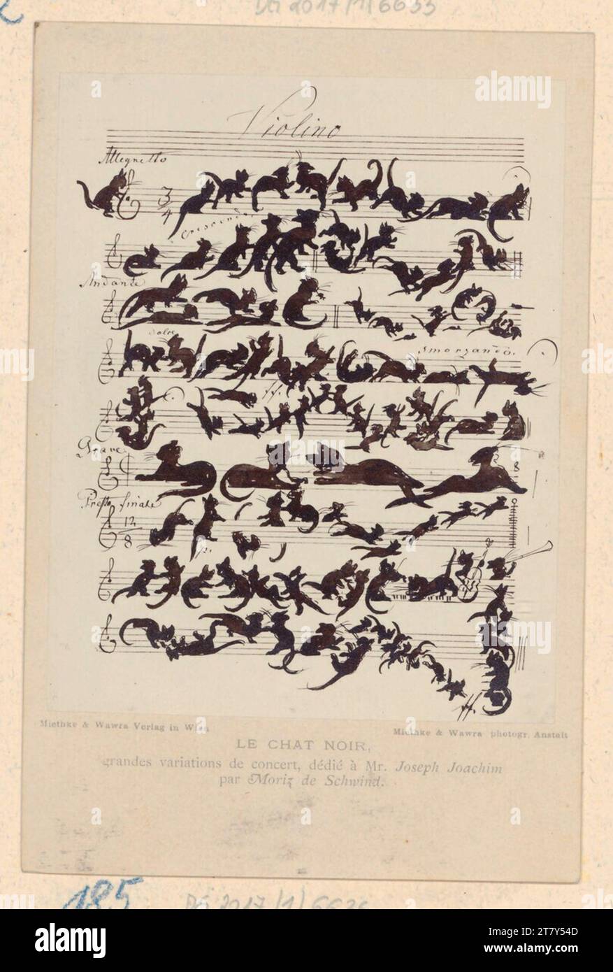 Moritz von Schwind (Zeichner in der Vorlage) The black cat (cat ...