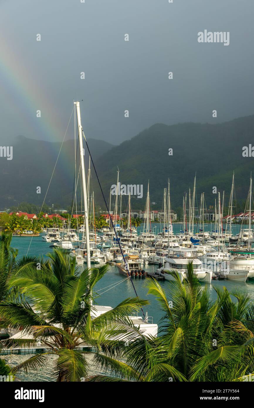View of luxury yachts and sailing boats in Eden island marina in ...