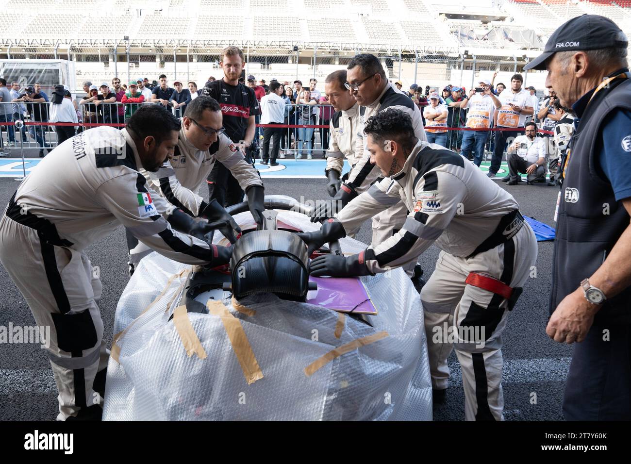 The extrication team carry out training to remove a driver from a car ...