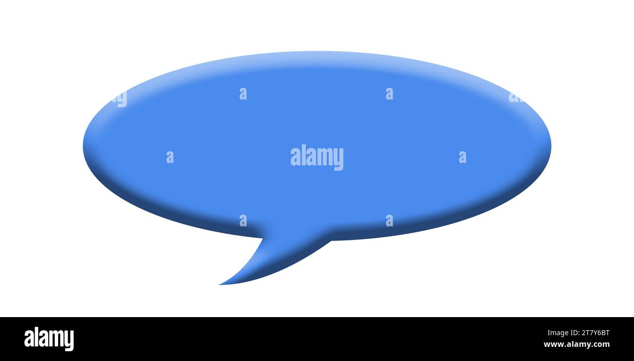 Blue speech bubble against white background, 2D illustration Stock ...