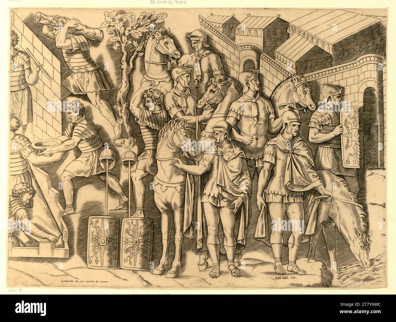 Marco Dente (Engraver) Roman rider. Copper engraving print 1510-1599 ...