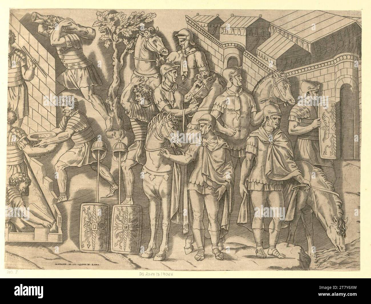 Marco Dente (Engraver) Roman rider. Copper engraving print 1510-1599 ...