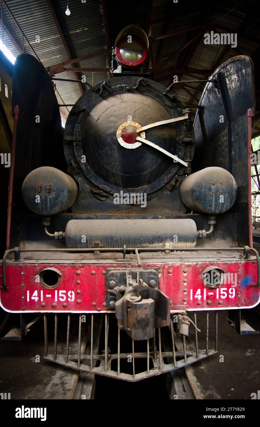 Detail of an old steam engine in the process of being restored for the ...