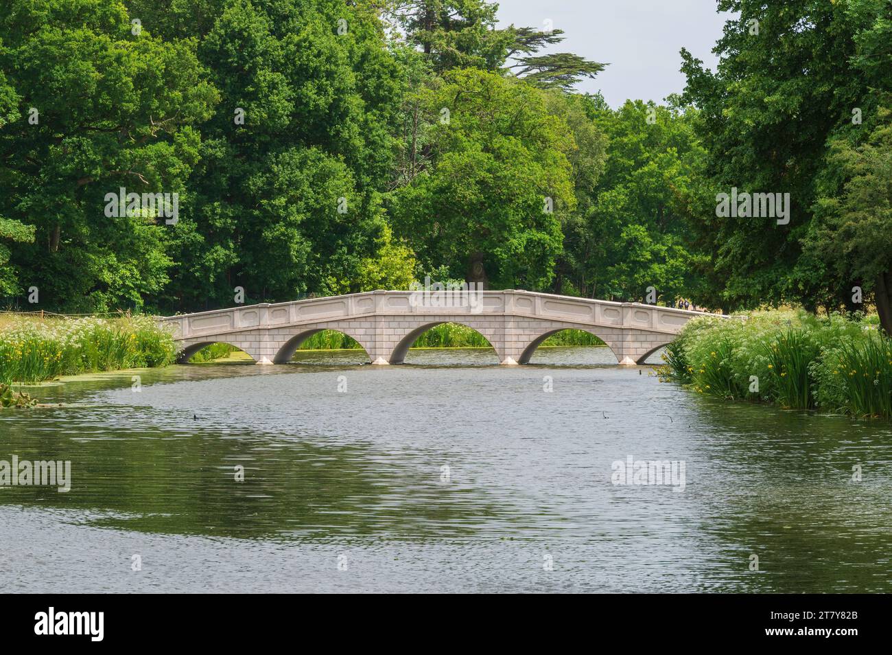The roman style, five arched Bridge over the Serpentine Lake at ...