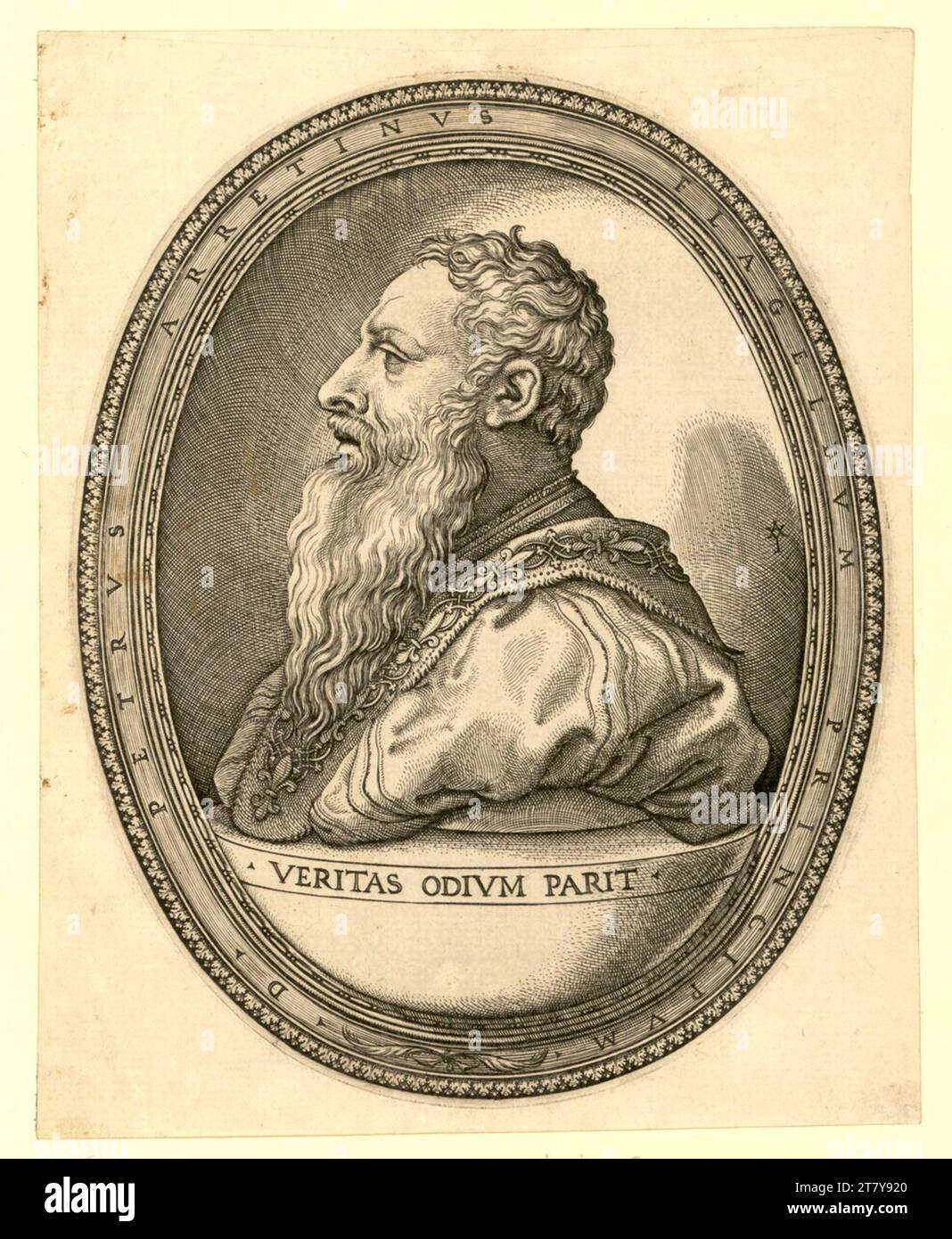 Giovanni Giacomo Caraglio (Engraver) Pietro Aretino. Copper engraving print 1533-1535 , 1533/ ...