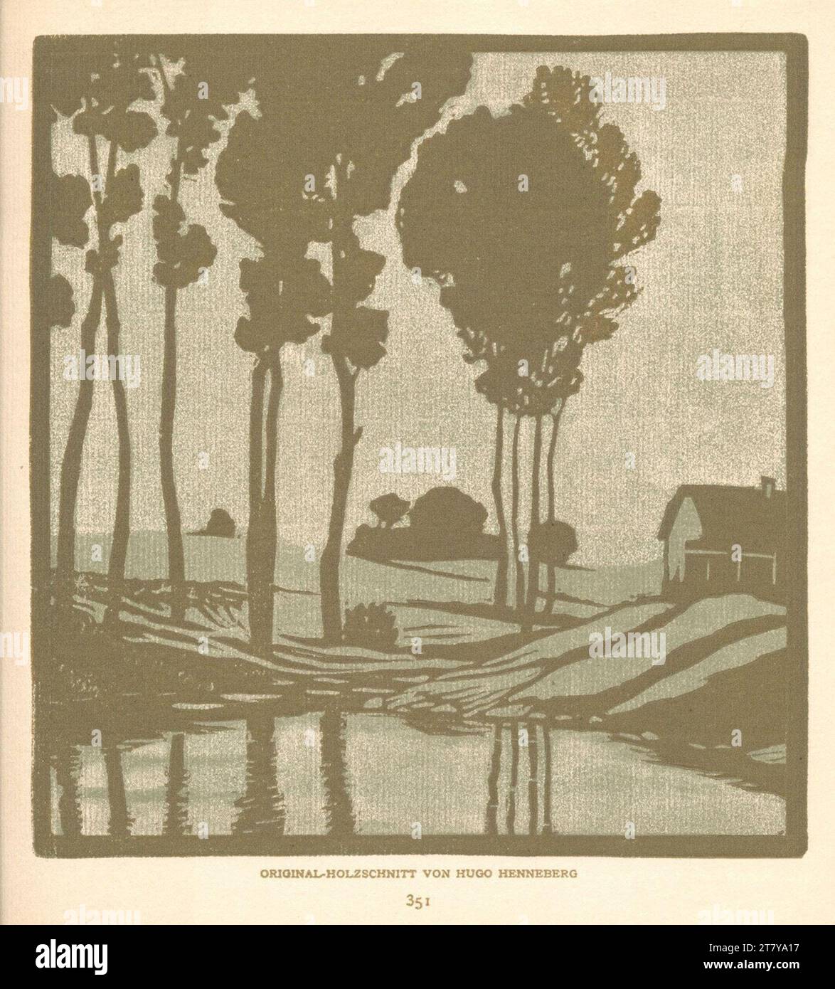 Hugo Henneberg From the series landscapes: trees and house on a pond ...