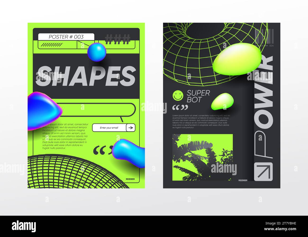 Acid minimalistic poster, geometric gradient shapes and typography ...