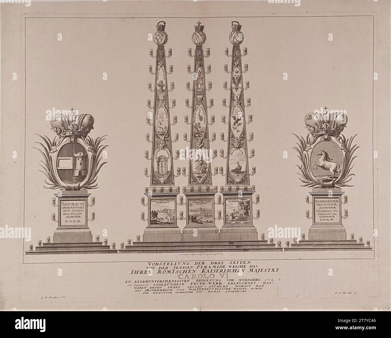 Johann Daniel Preisler (Zeichner in) View of the fireworks pyramid and ...