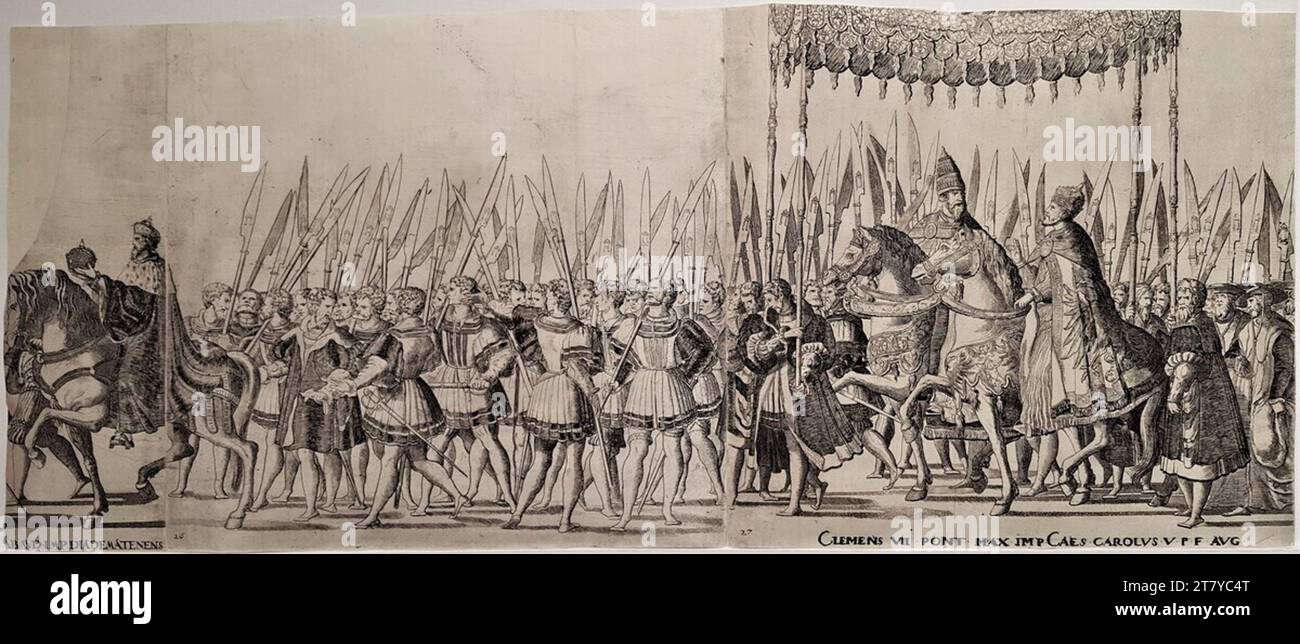 Nikolaus Hogenberg (Radierer in) Triumphal procession of Emperor ...
