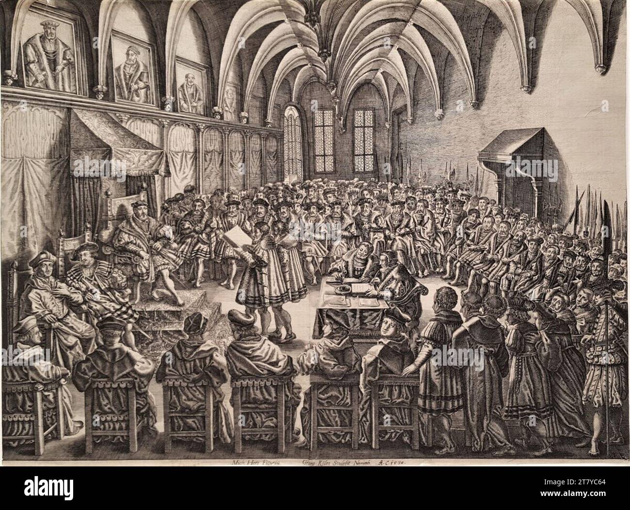 Georg Köler (Engraver) Handover of the Confessio Augustana to Emperor ...