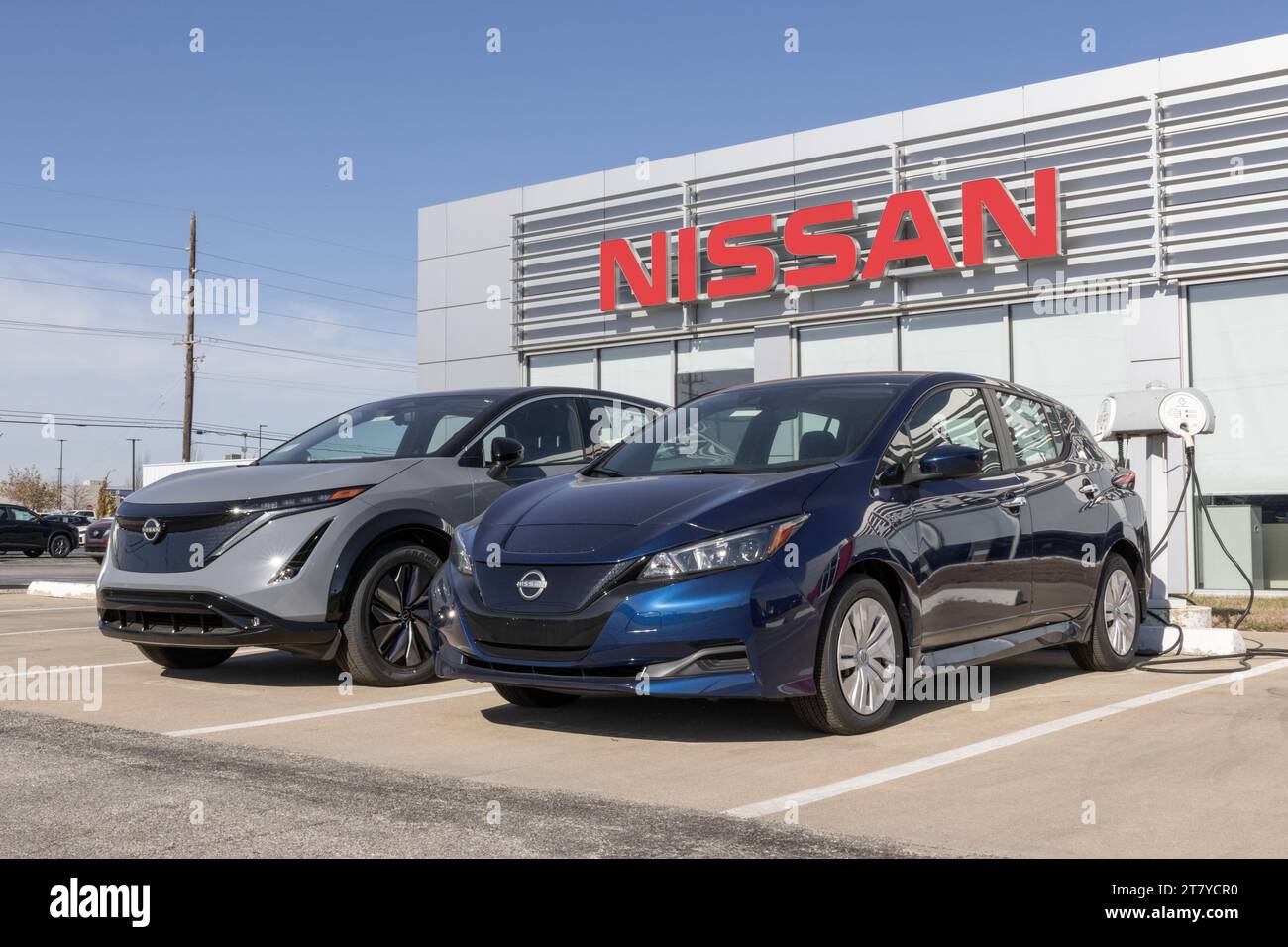 Lafayette - November 16, 2023: Nissan Leaf and Ariya EV Electric ...