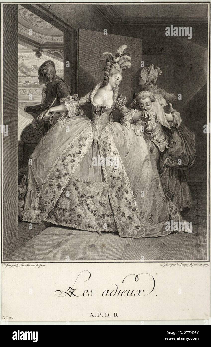 Nicolas Delaunay Les adieux/farewell greetings. Etching and tombstick ...