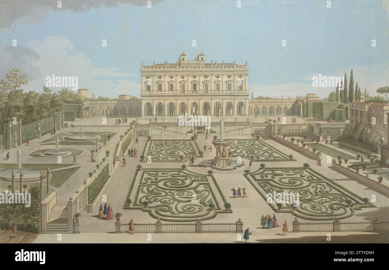 Giovanni Volpato Die Villa Albani in Roma. Etching, colored Stock Photo ...