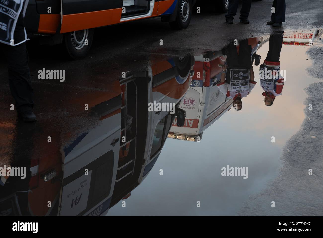 Ambulances line up outside the medical centre ready to be deployed to ...