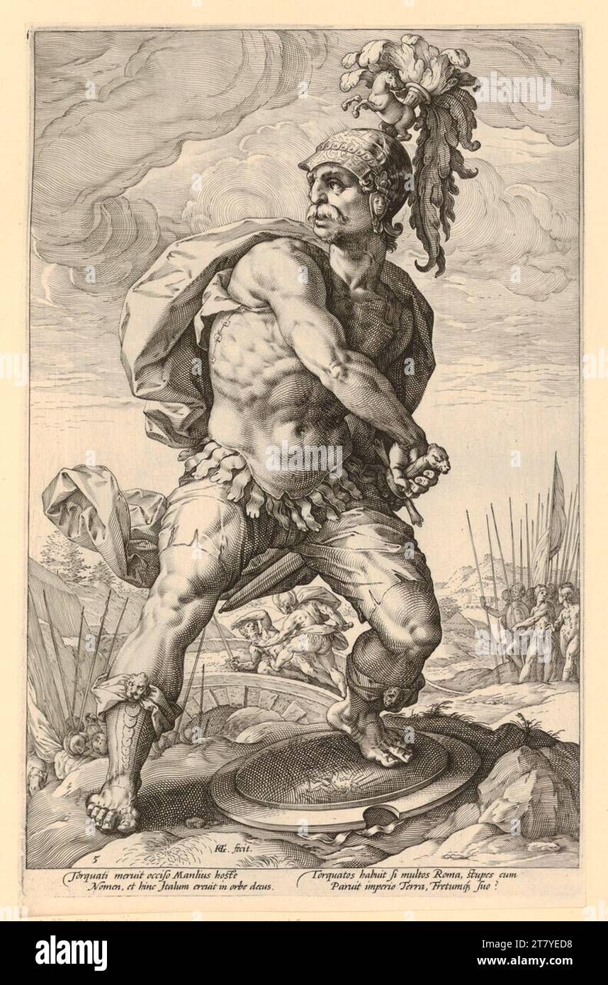 Hendrick Goltzius (Engraver) Titus Manlius. Copper engraving print ...