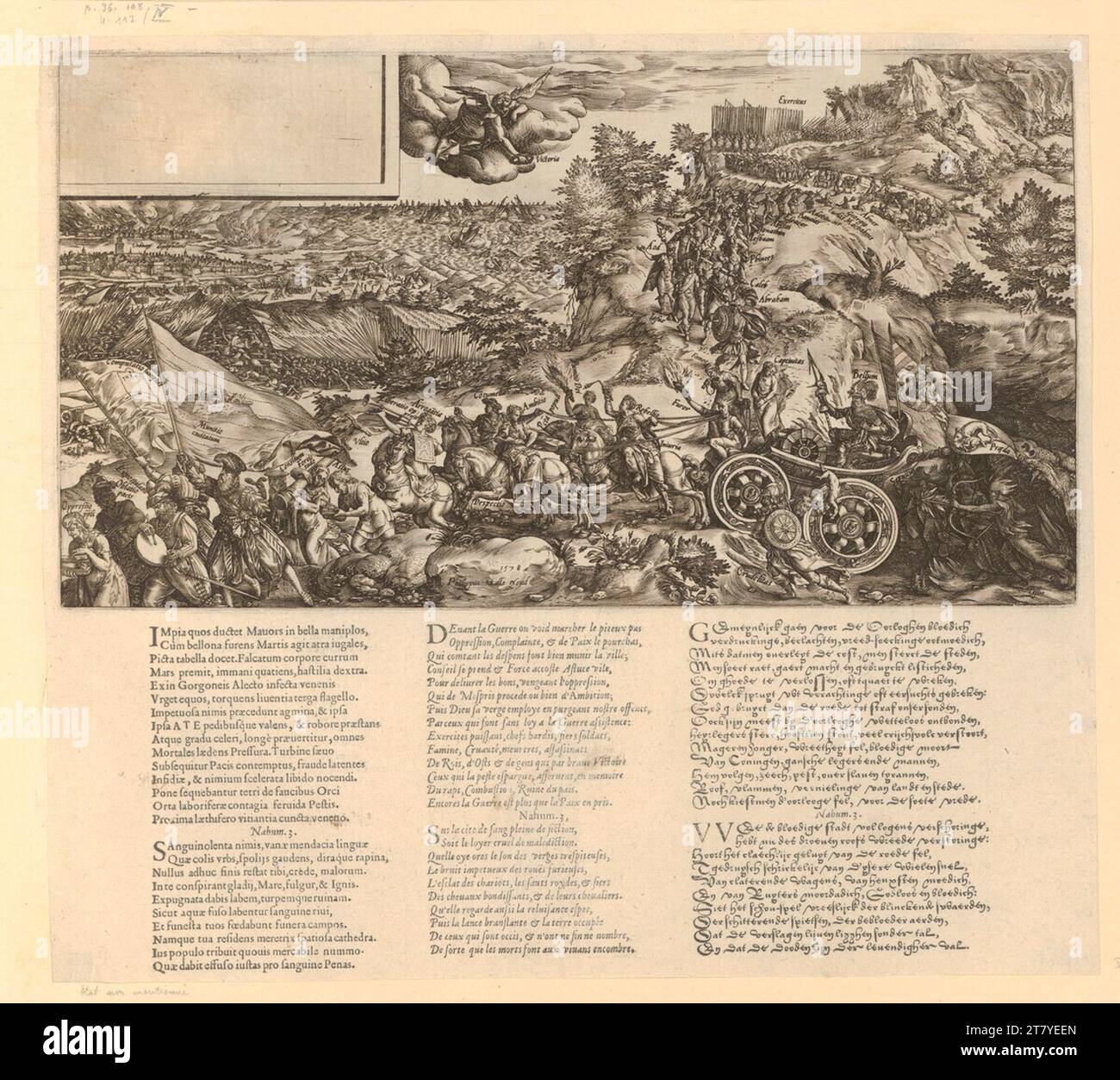 Hendrick Goltzius (Engraver) Allegory on war. Copper engraving print ...