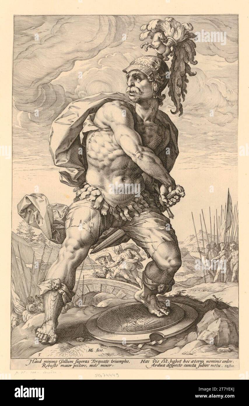 Hendrick Goltzius (Engraver) Titus Manlius. Copper engraving print ...