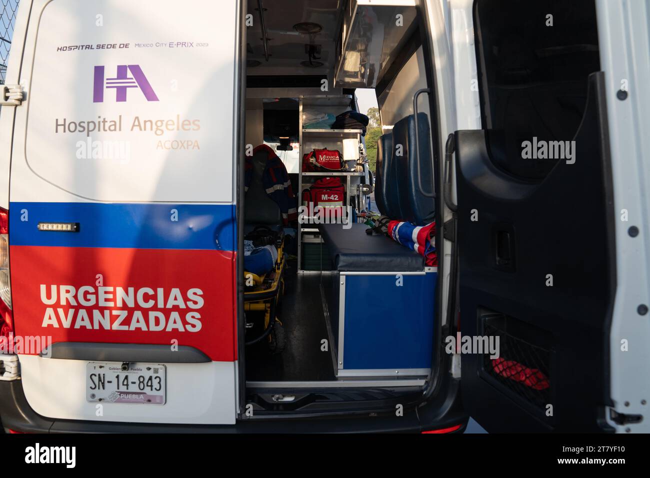 A stocked ambulance sits outside the medical centre waiting to be ...