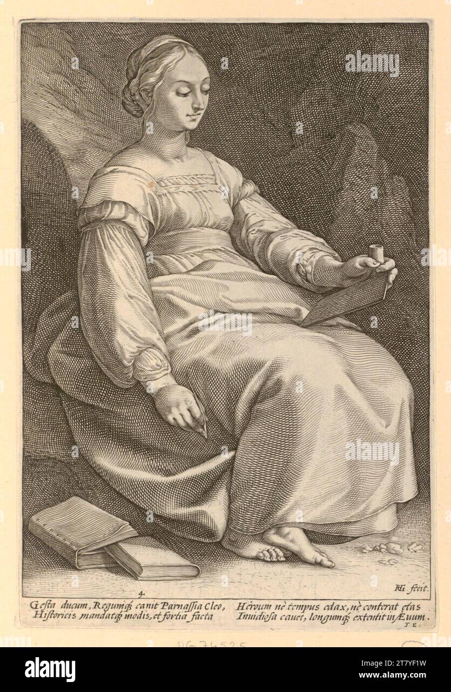 Hendrick Goltzius (Engraver) Clio. Copper engraving print around 1592 ...