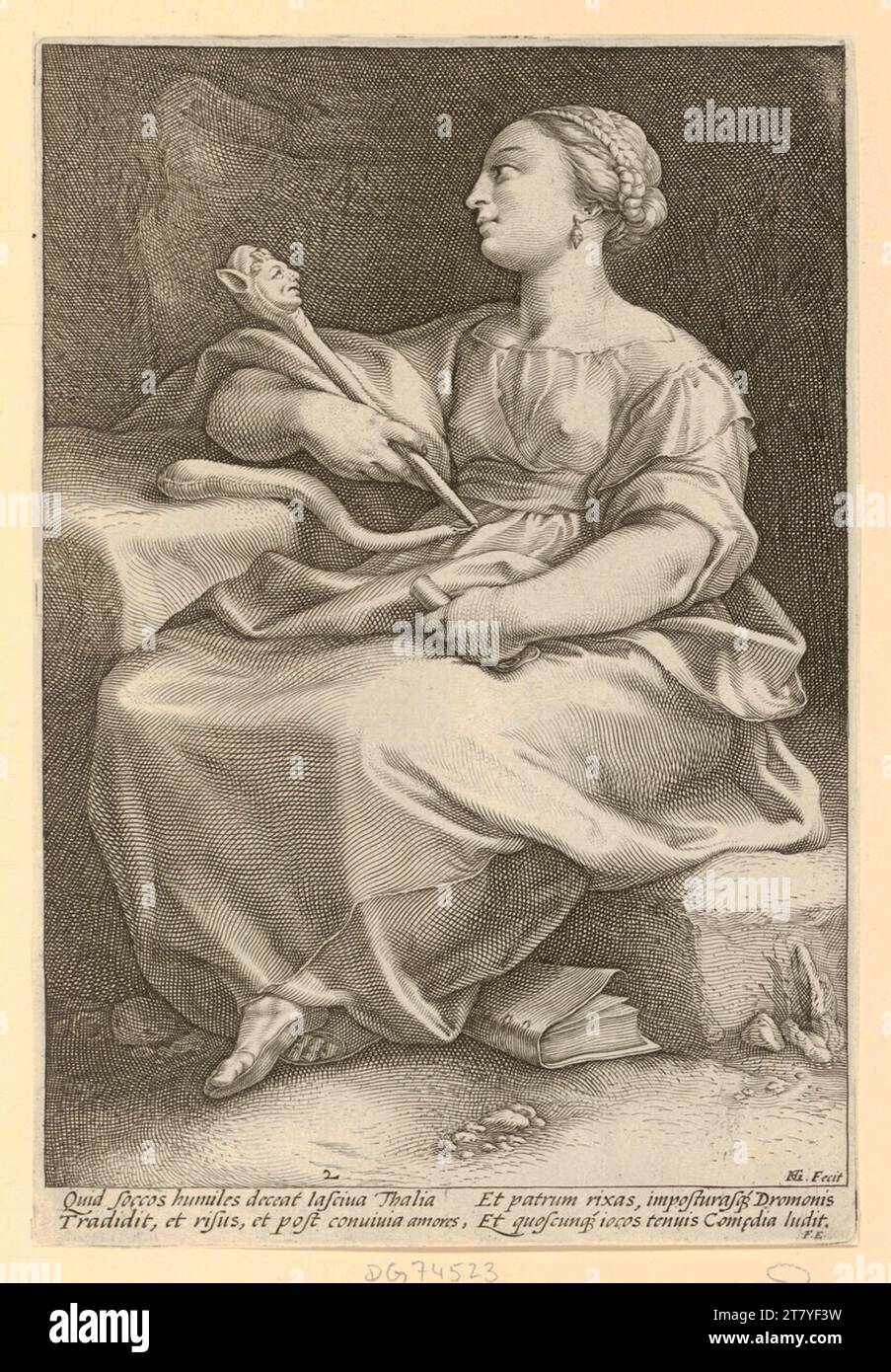 Hendrick Goltzius (Engraver) Thalia. Copper engraving print around 1592 ...