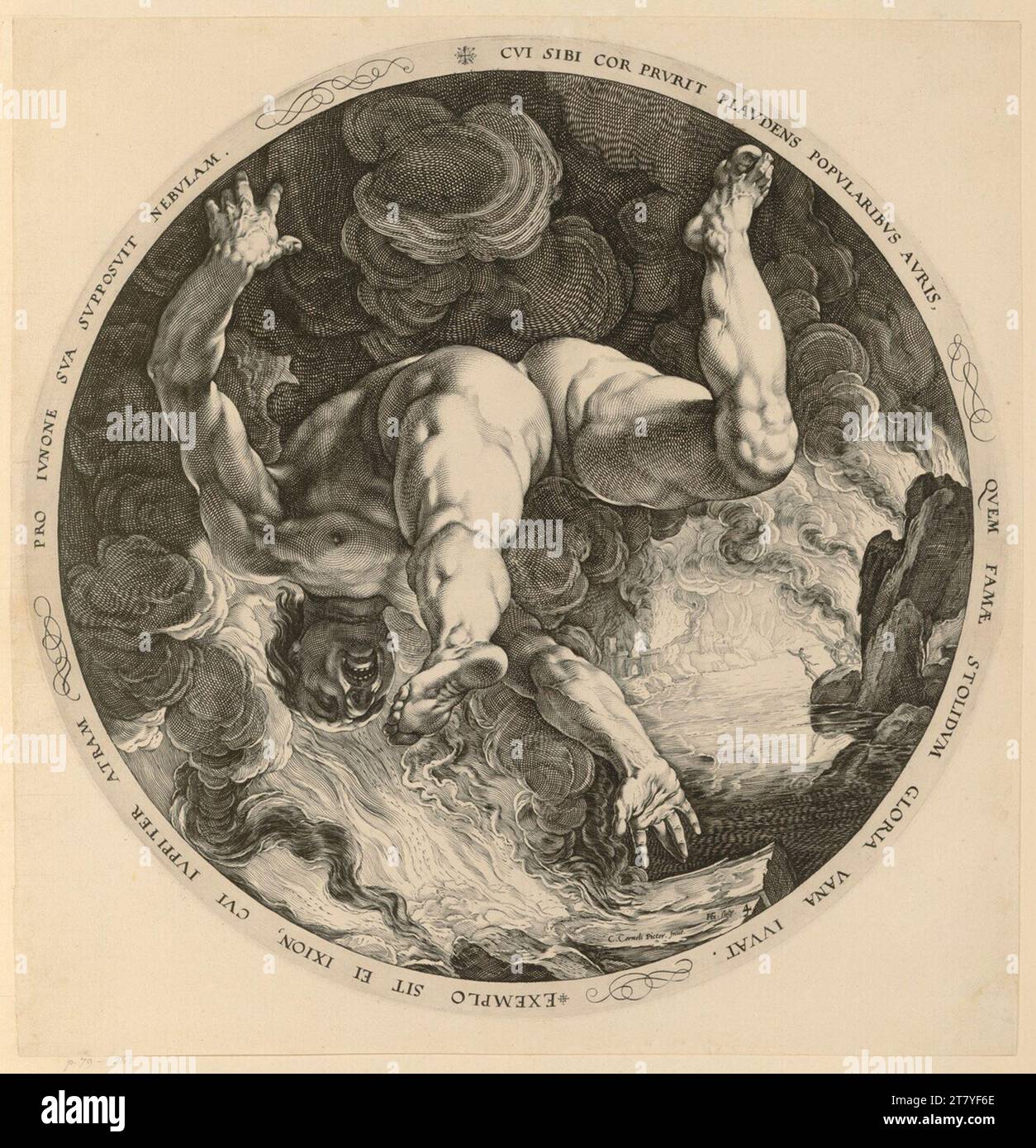 Hendrick Goltzius (Engraver) Ixion. Copper engraving print 1588 , 1588 ...
