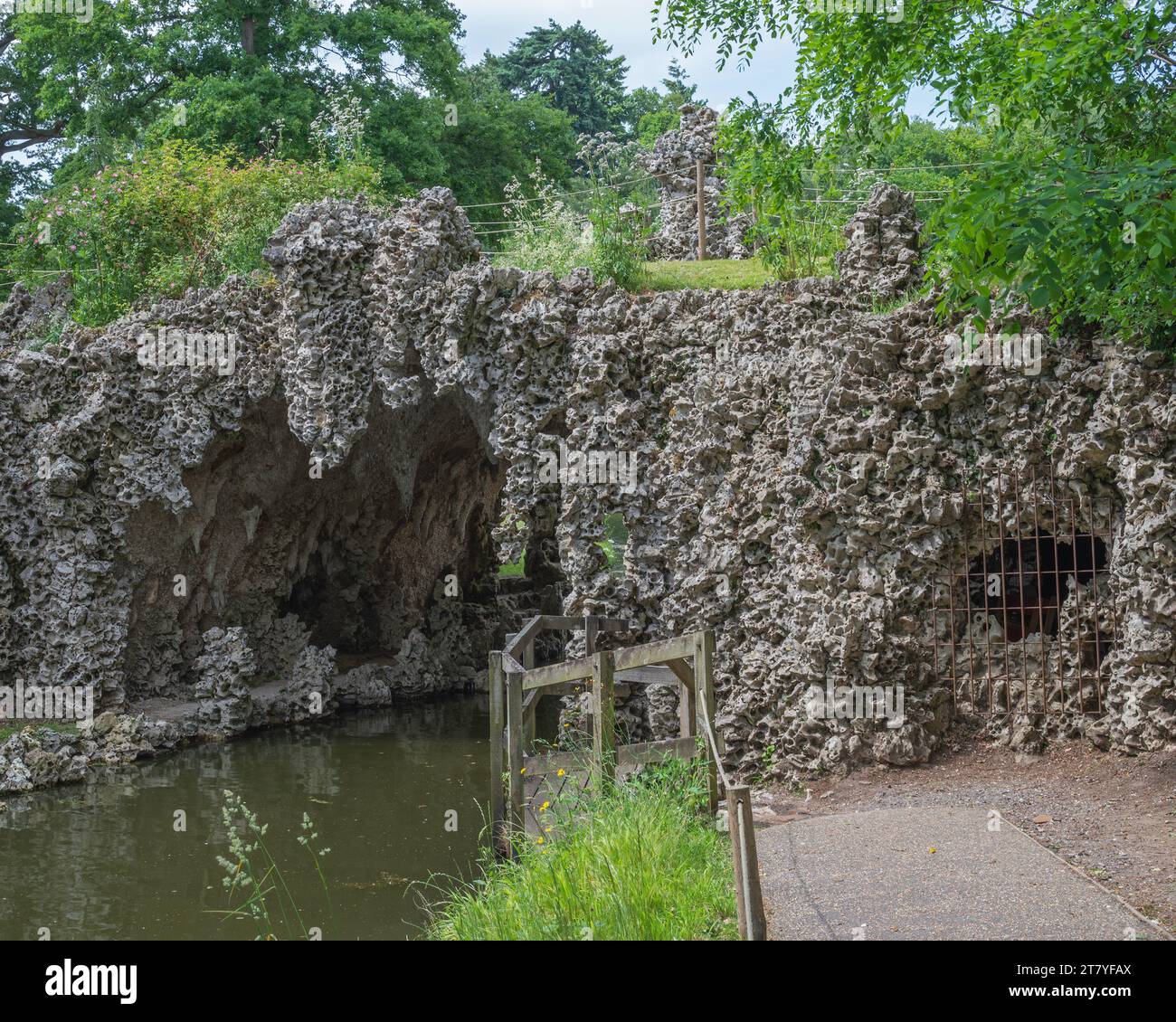 The man made Crystal Grotto beside the Serpentine Lake at Painshill ...