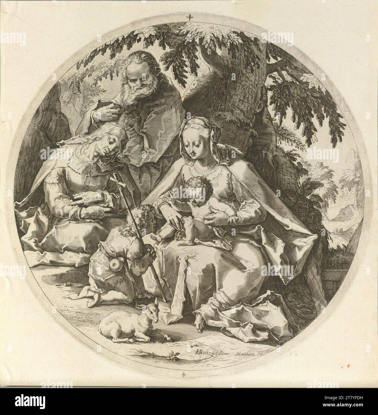 Hendrick Goltzius The holy family under a tree with Elisabeth and ...