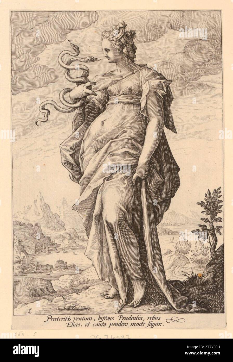 Hendrick Goltzius Wisdom. Copper engraving print around 1587 Stock ...