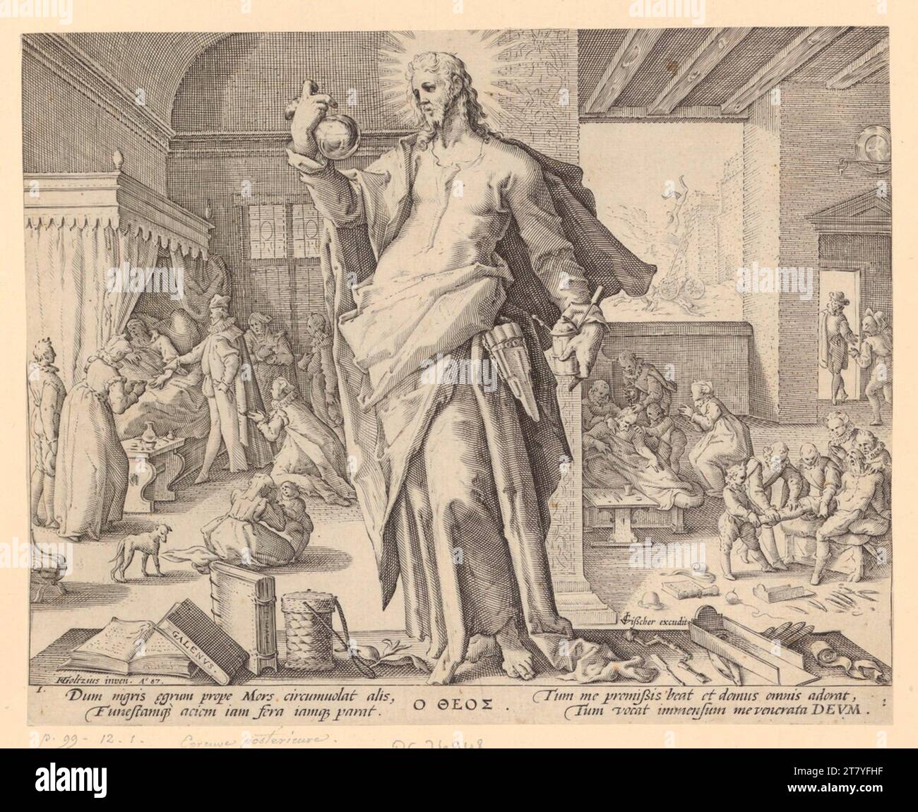 Hendrick Goltzius The doctor as the God of Savior (allegory). Copper ...