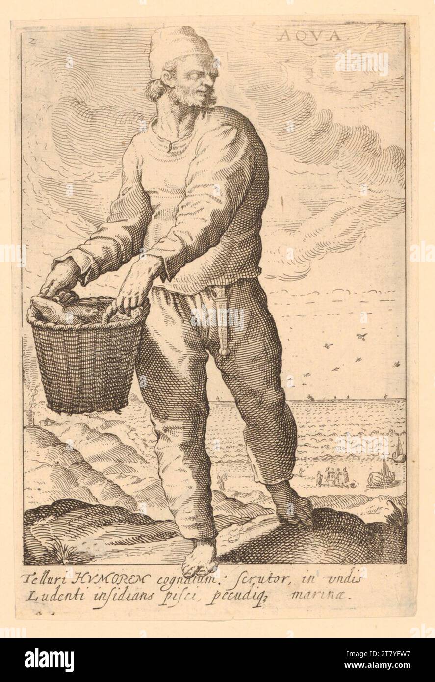 Hendrick Goltzius Water. Copper engraving, etching around 1597 Stock ...