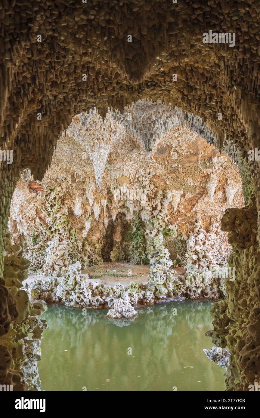 The man made Crystal Grotto beside the Serpentine Lake at Painshill ...