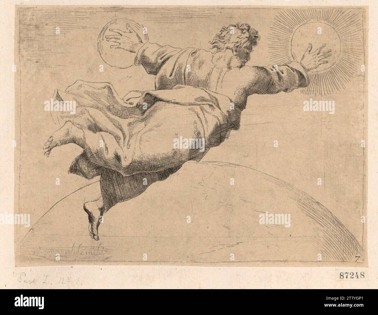 Giovanni Lanfranco (Engraver) Creation of sun and moon. etching 1607 ...