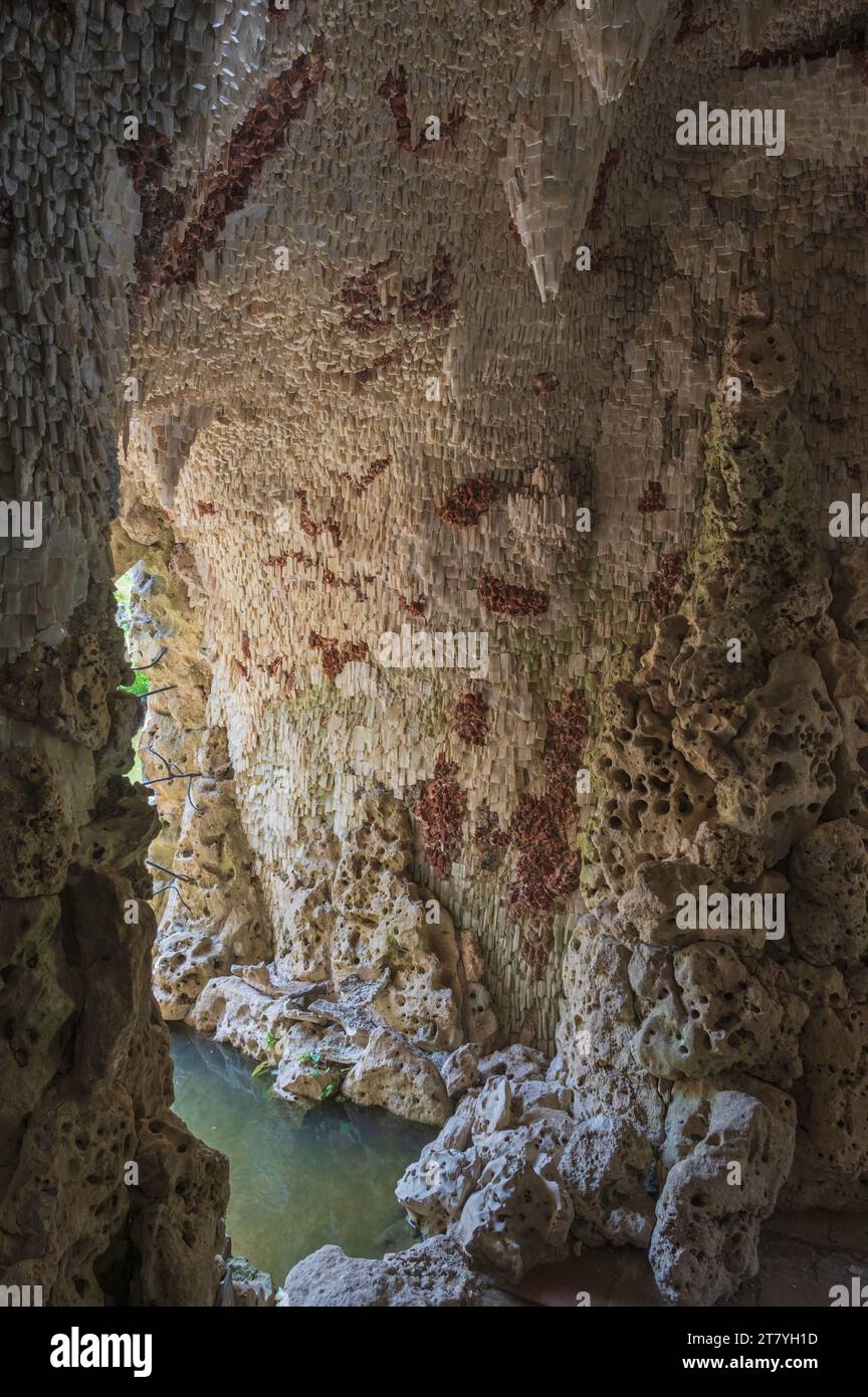The man made Crystal Grotto beside the Serpentine Lake at Painshill ...