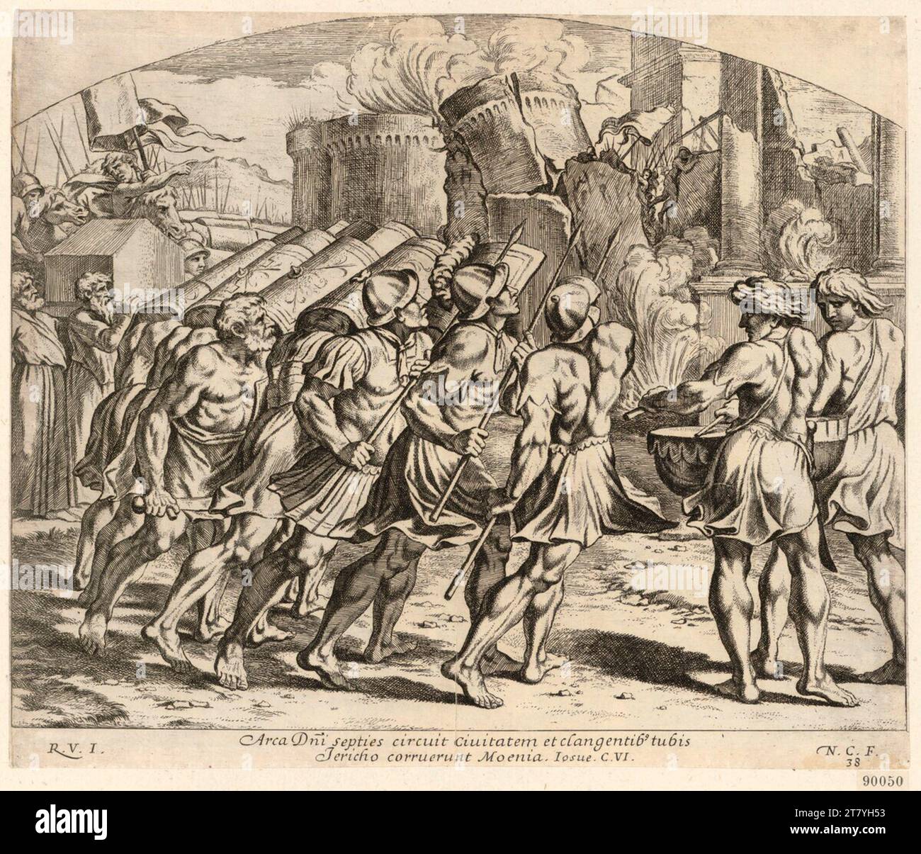 Nicolas Chaperon (Engraver) Fall Jerichos. etching 1649 , 1649 Stock ...