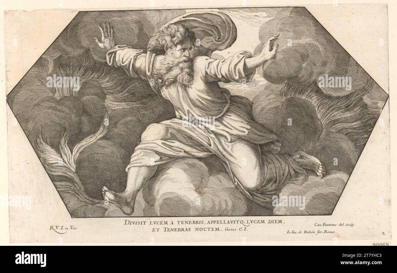 Cesare Fantetti (Engraver) God separates light and darkness. etching ...