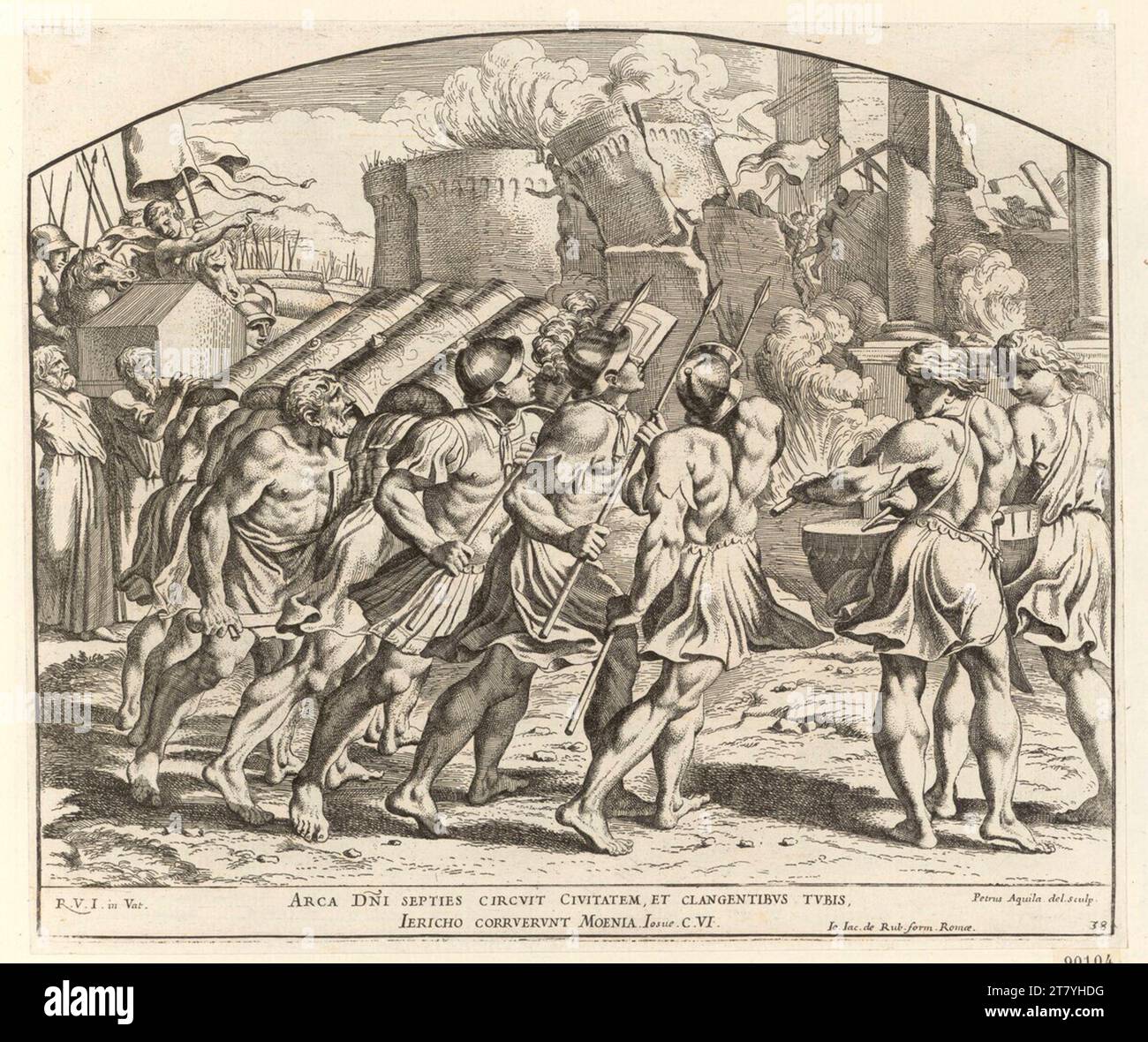 Pietro Aquila (Engraver) Fall Jerichos. etching 1675 , 1675 Stock Photo ...