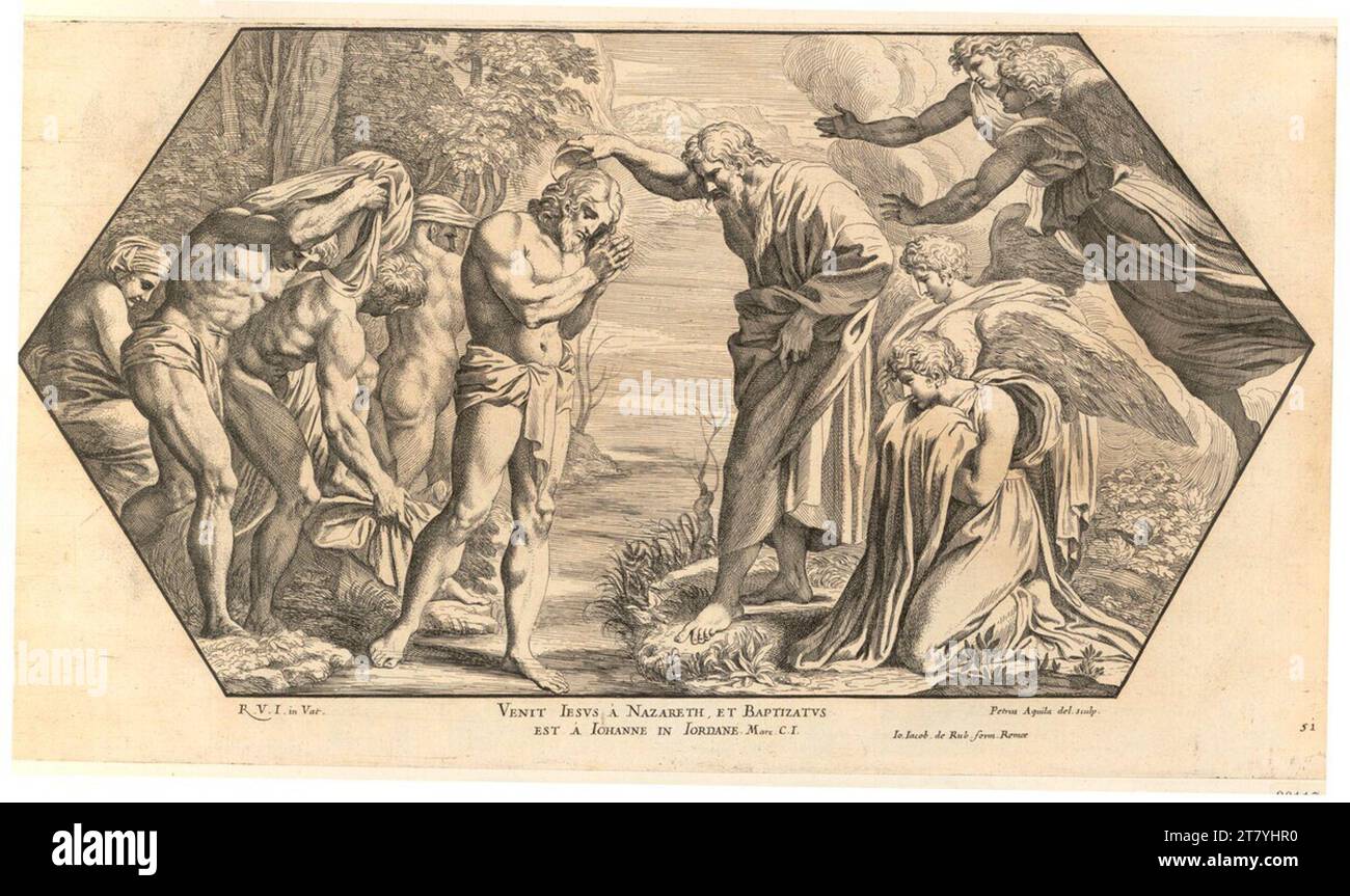 Pietro Aquila (Engraver) Baptism of Christ. etching 1675 , 1675 Stock Photo - Alamy