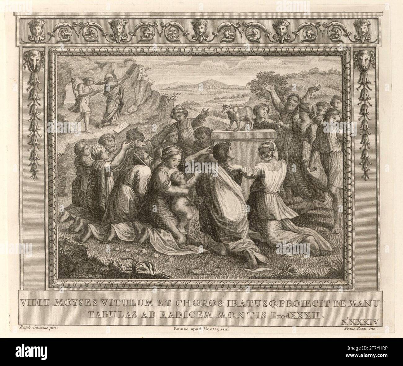 Francesco Pozzi (Engraver) Dance around the golden calf. Copper ...