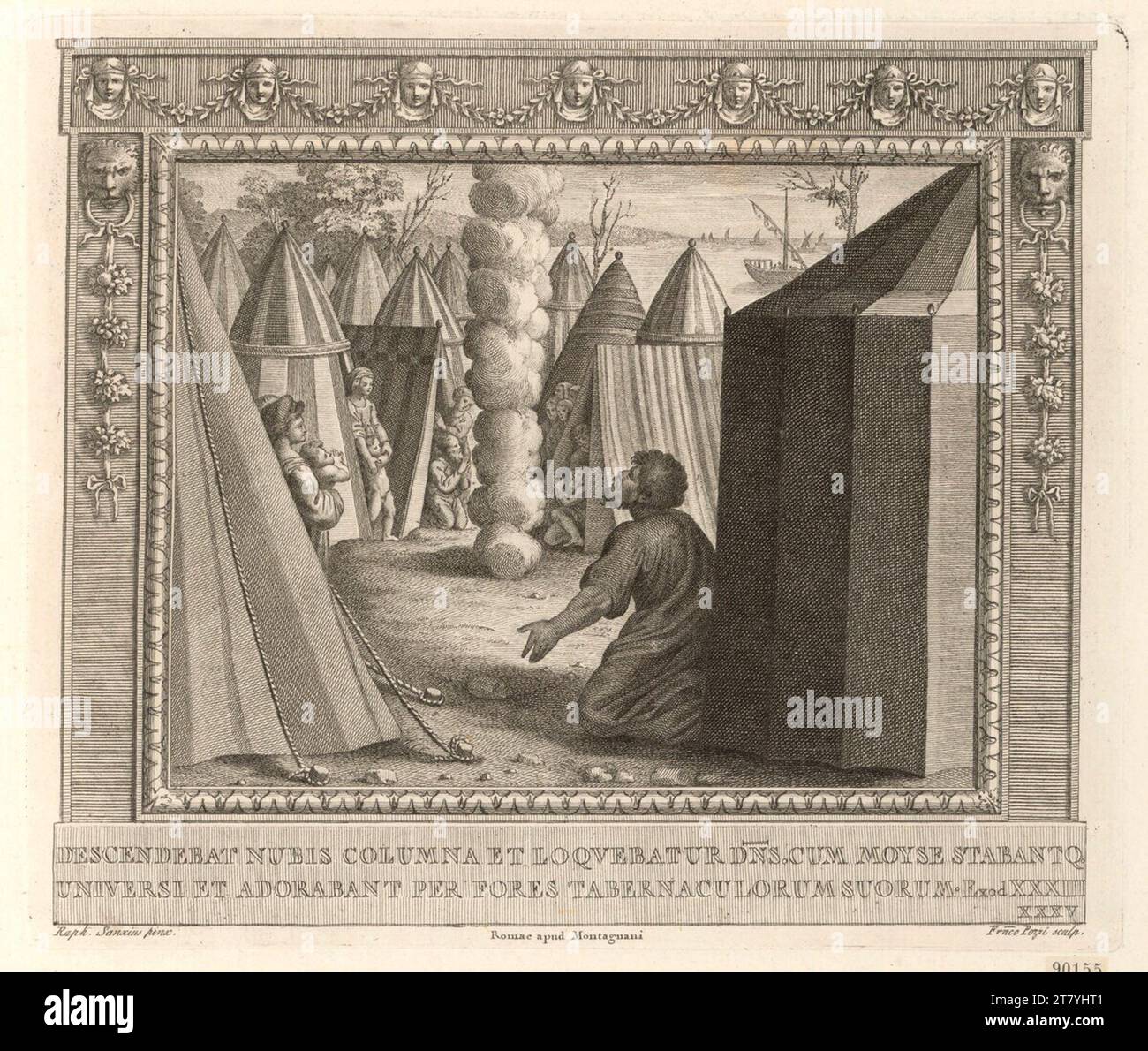 Francesco Pozzi (Engraver) God appears Moses in the form of a cloud of ...