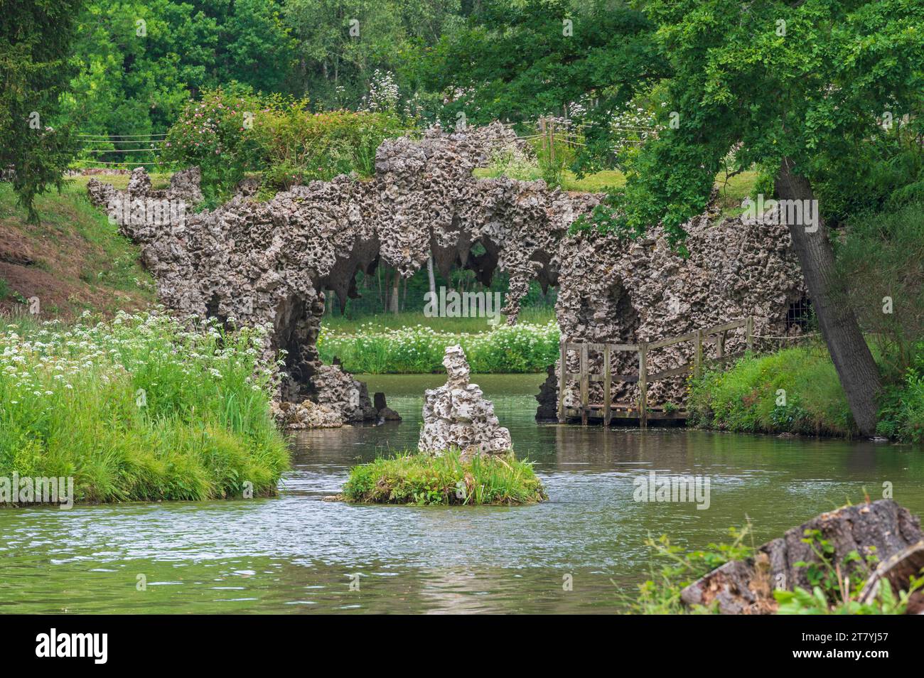 The man made Crystal Grotto beside the Serpentine Lake at Painshill ...