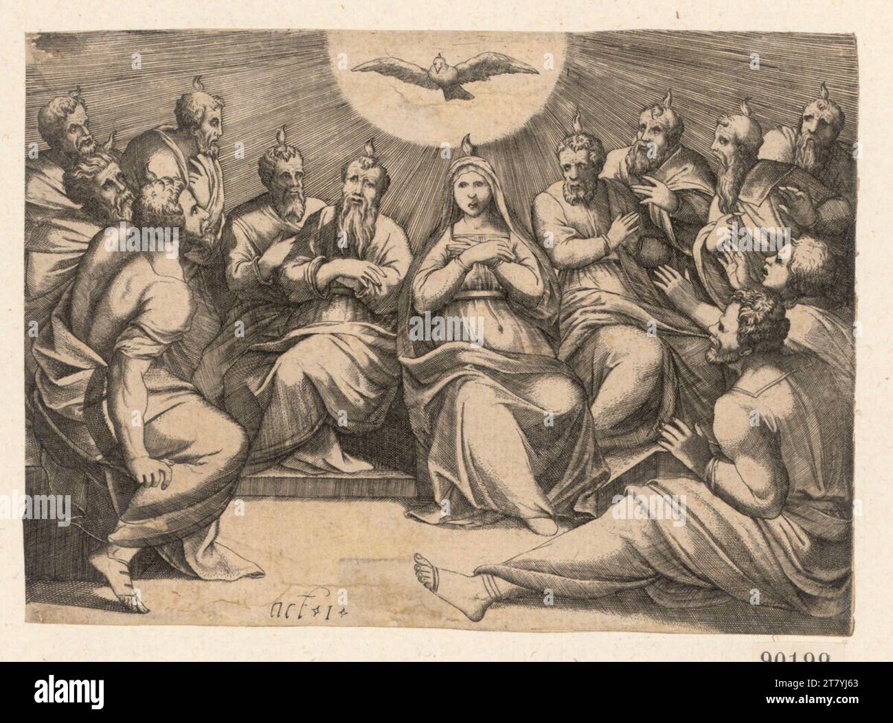 Raffaello Santi Pentecost. Copper engraving print Stock Photo - Alamy