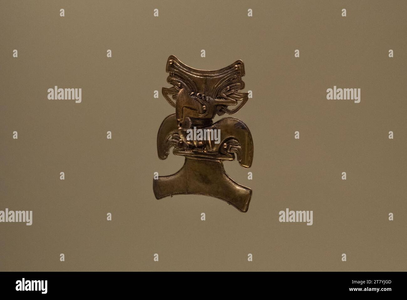 Colombian ancient indigenous culture bird golden figure at downtown ...