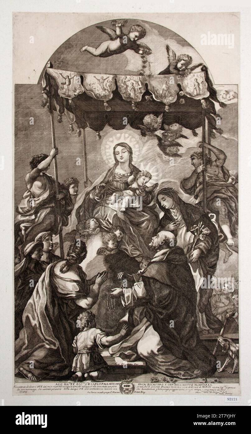 Paolo Petrini (Engraver) Madonna under the canopy. Copper engraving ...
